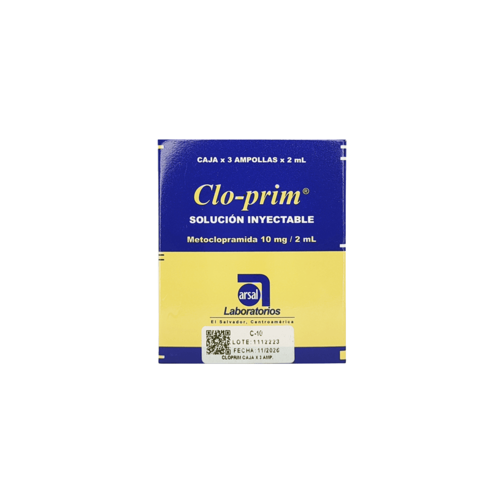 Clo-prim 10mg/2ml Solucion Inyectable, 1 de 3 ampollas – Apomedix