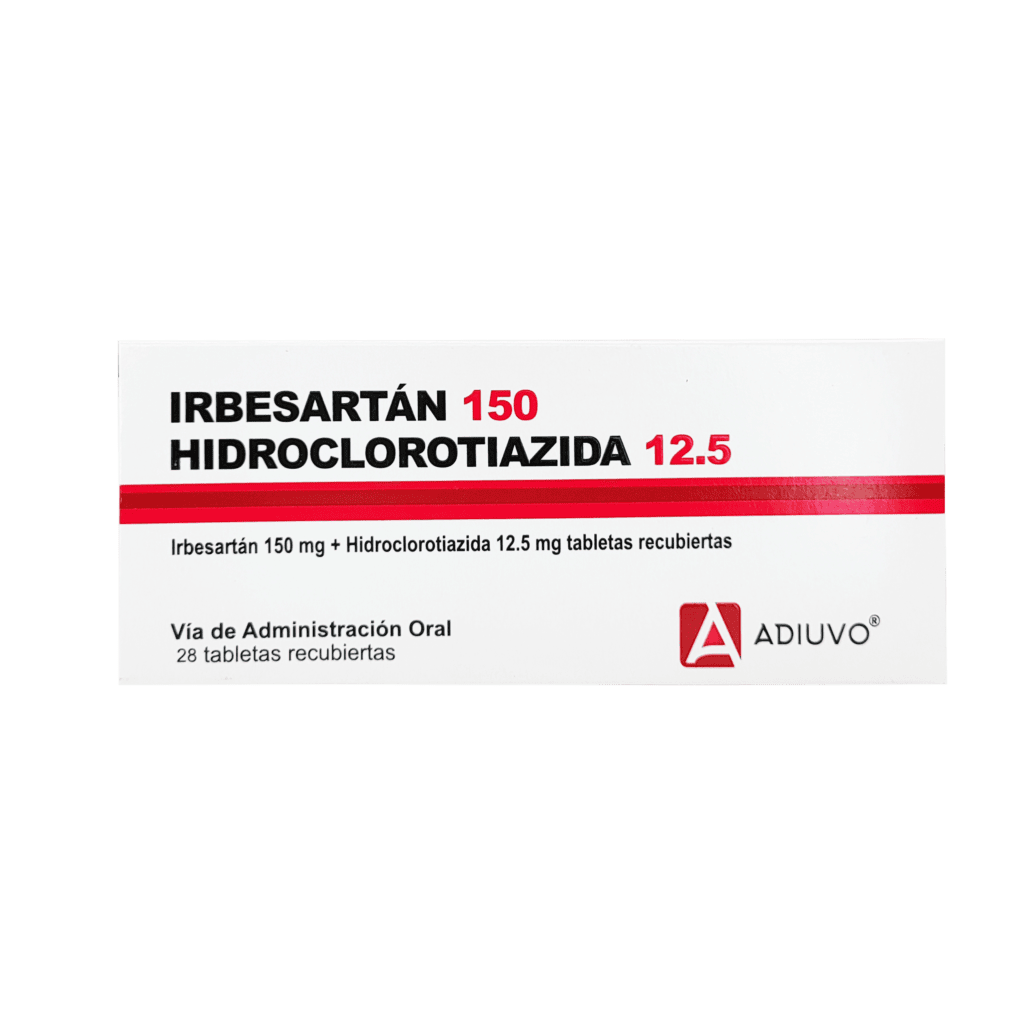 Irbesartán+Hidroclorotiazida Adiuvo 150mg/12.5mg , 28 Tabletas ...