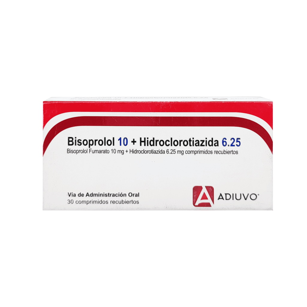 Bisoprolol+Hidroclorotiazida Adiuvo 10mg/6.25mg , 30 tabletas – Apomedix